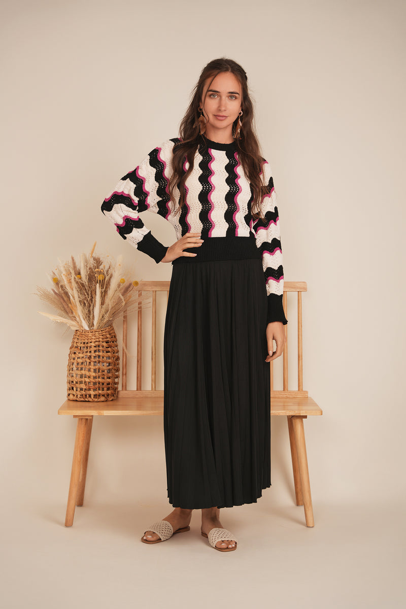 Mademoiselle Crochet Vertical Chevron Knit Top – Hats to Hose