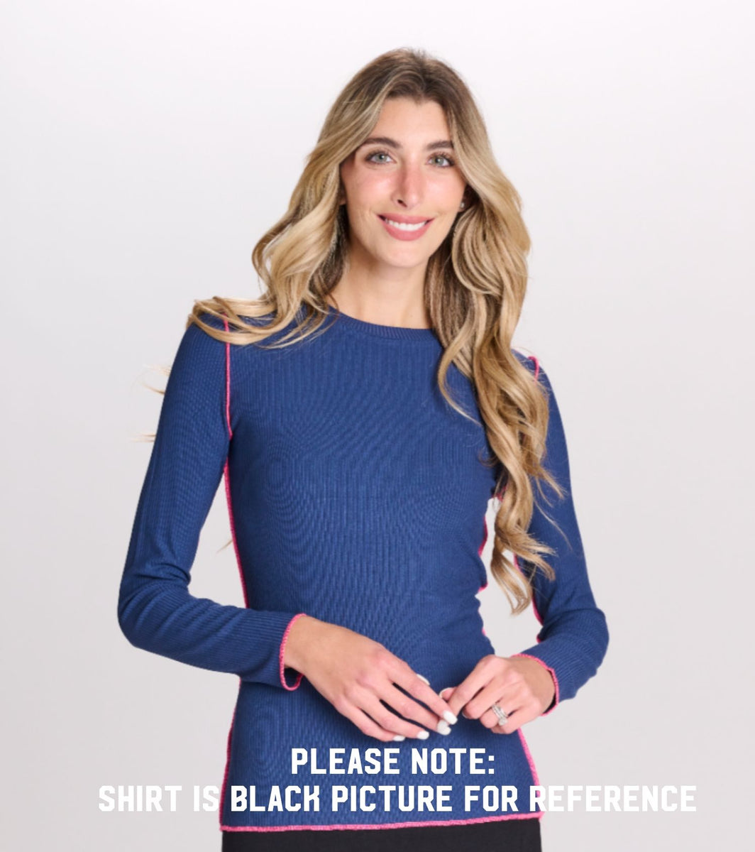 Paper Parachute Ribbed Top With Hot Pink Stitching – Hats to Hose