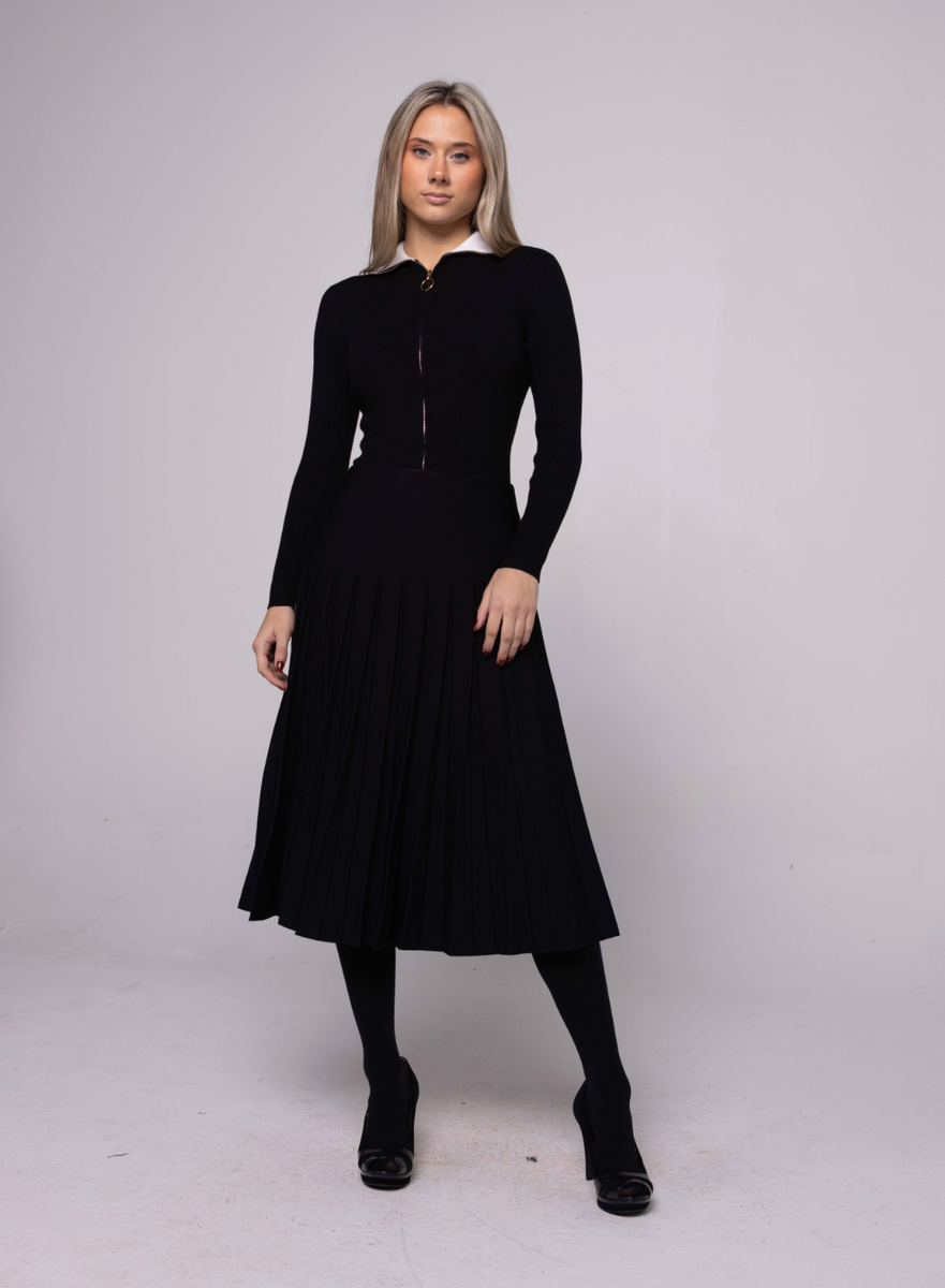 Cable Zip Front Fold Down Collar Top – Hats to Hose