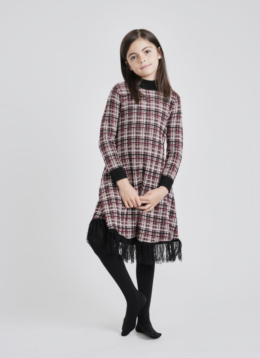 Fraze Tweed Knit Fringe Bottom Dress – Hats to Hose