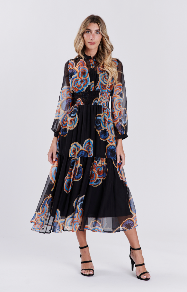 Parcelle Chiffon Swirl Pattern Dress – Hats to Hose