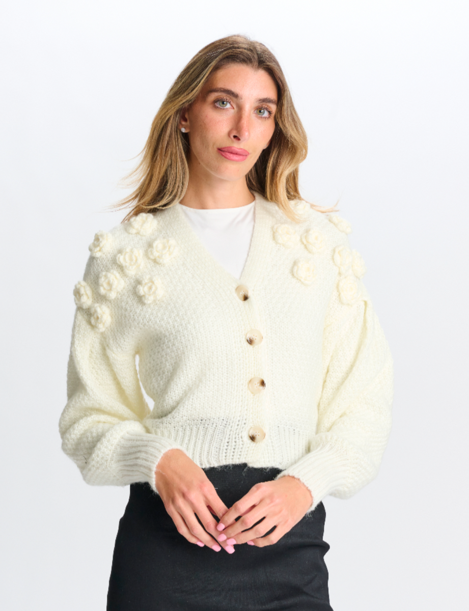 Paper Parachute Flower Trimmed Cardigan – Hats to Hose