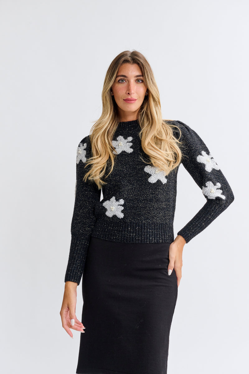 OOTD Shimmer Large Flower Top – Hats to Hose